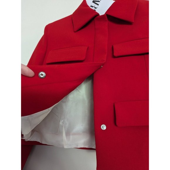 Zara | Jackets & Coats | Zara Women Red Short Cropped Flap Jacket ...